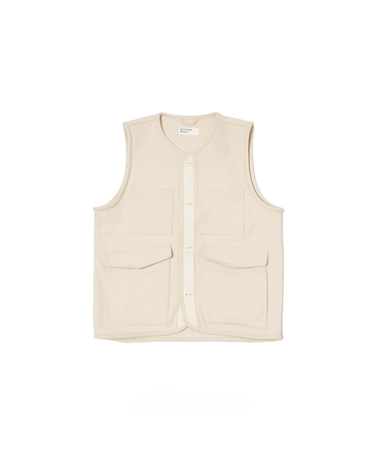Universal Works Mowbray 4 Pocket Gilet Ecru Marl – Behind The Pines